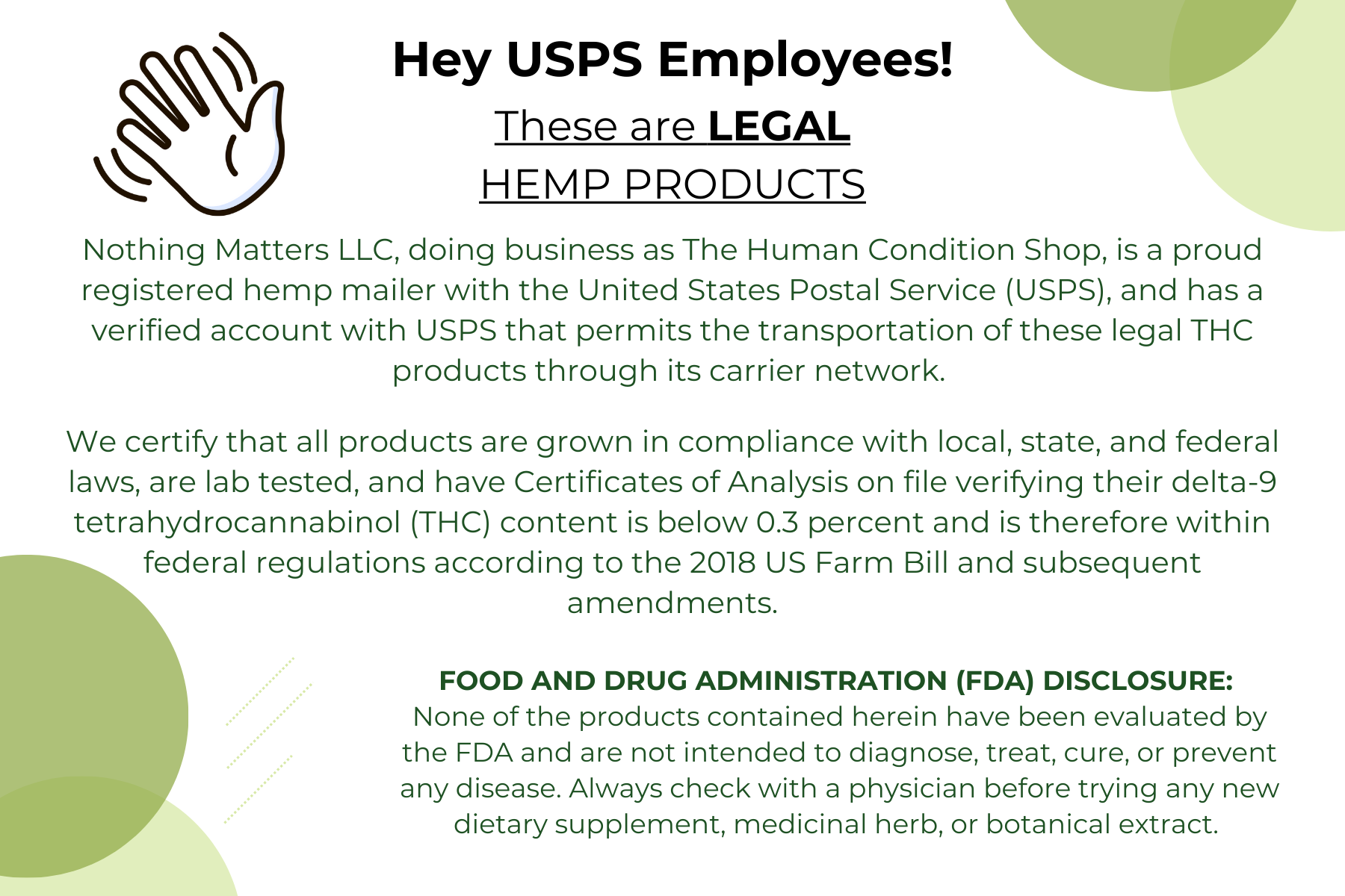 USPS Flyer - The Human Condition Shop